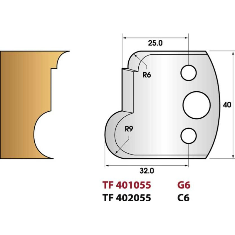 Jeu de fers profil gorge + congé, hauteur 40mm, Le Ravageur