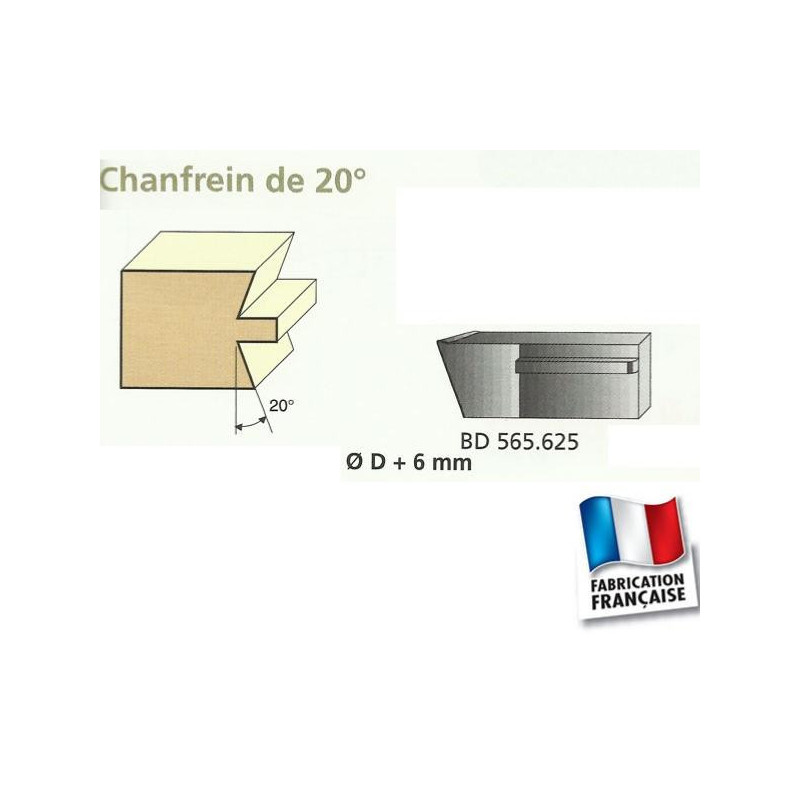 JEU DE 2 COUTEAUX PROFIL CHANFREIN DE 20° MM DESSUS