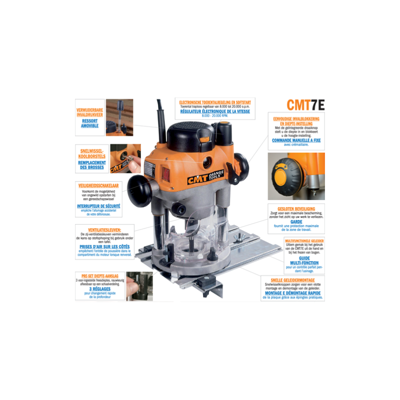 Défonceuse 2400W CMT7E, défonceuse CMT Orange Tools