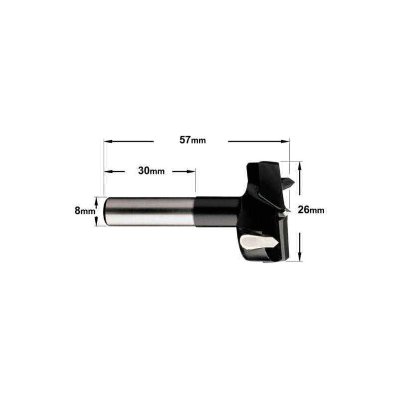 MECHE A FACONNER CARBURE CMT LONGUEUR 60 MM DIAMETRE 25 MM QUEUE DE 8 MM