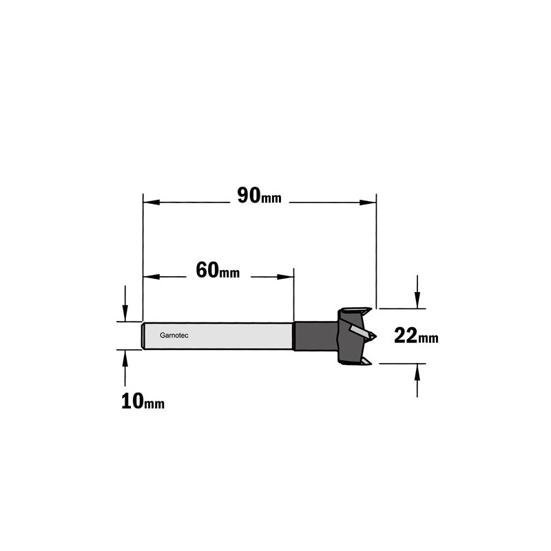 MECHE A FACONNER CARBURE DIAMETRE 22 MM Longueur totale 90 mm