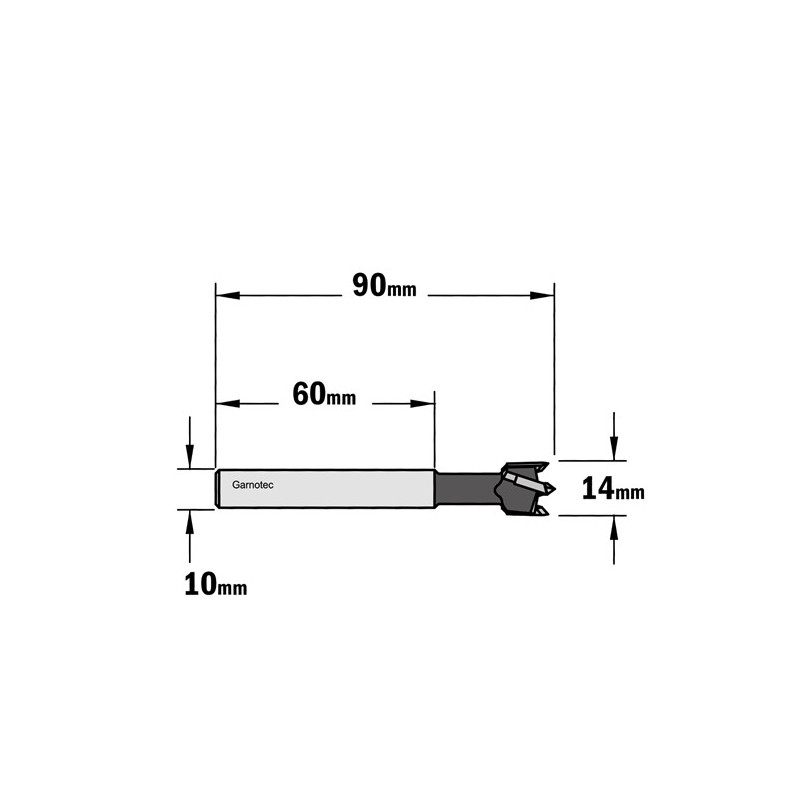 MECHE A FACONNER CARBURE DIAMETRE 14 MM Longueur totale 90 mm