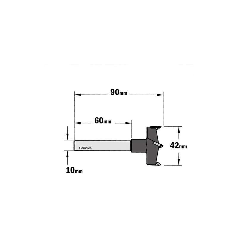 Meche à Façonner Carbure Diamétre 42 mm Longueur 90 mm Queue de 10 mm